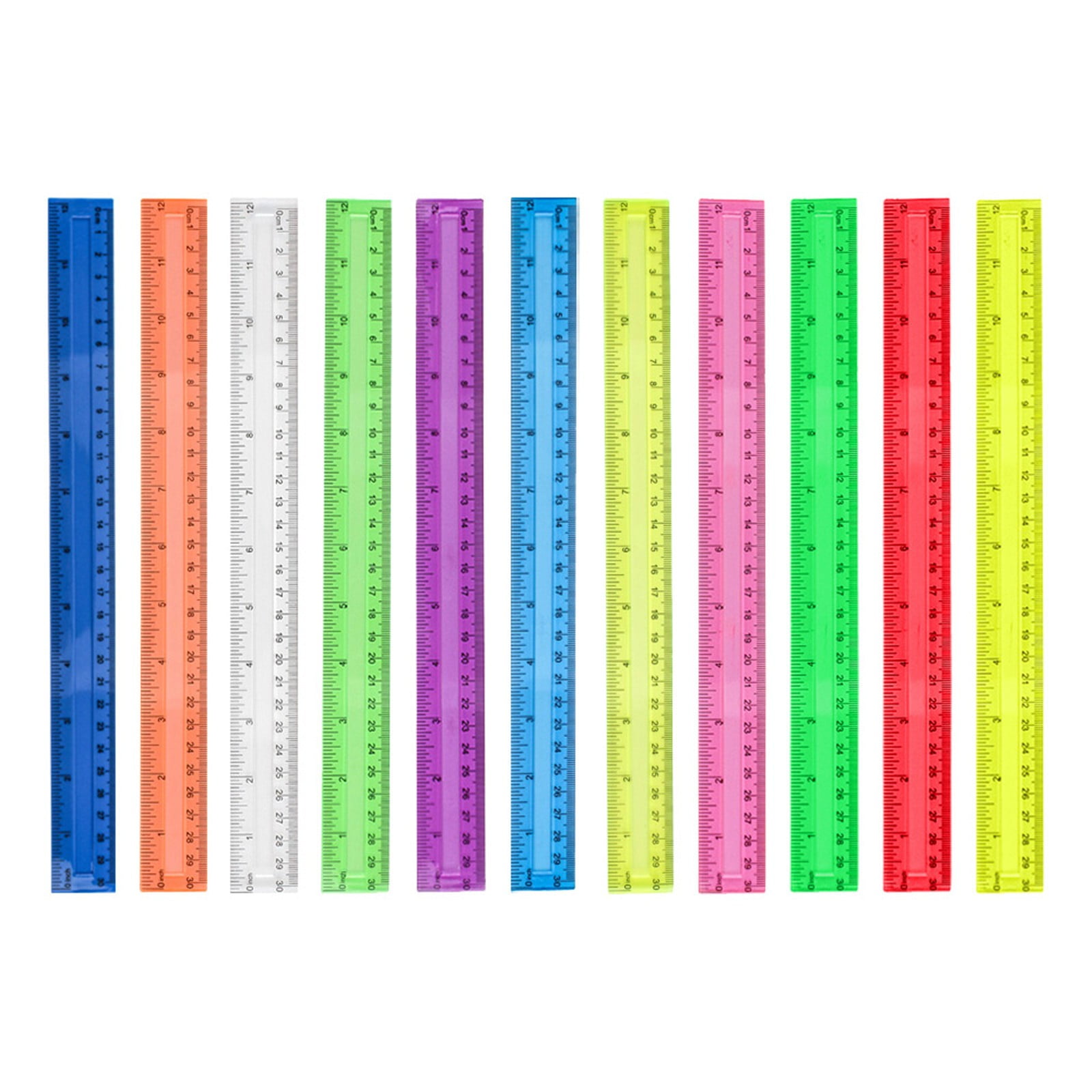 GUIGUI 1 Pack Color Transparent Ruler Plastic Rulers, Ruler with ...