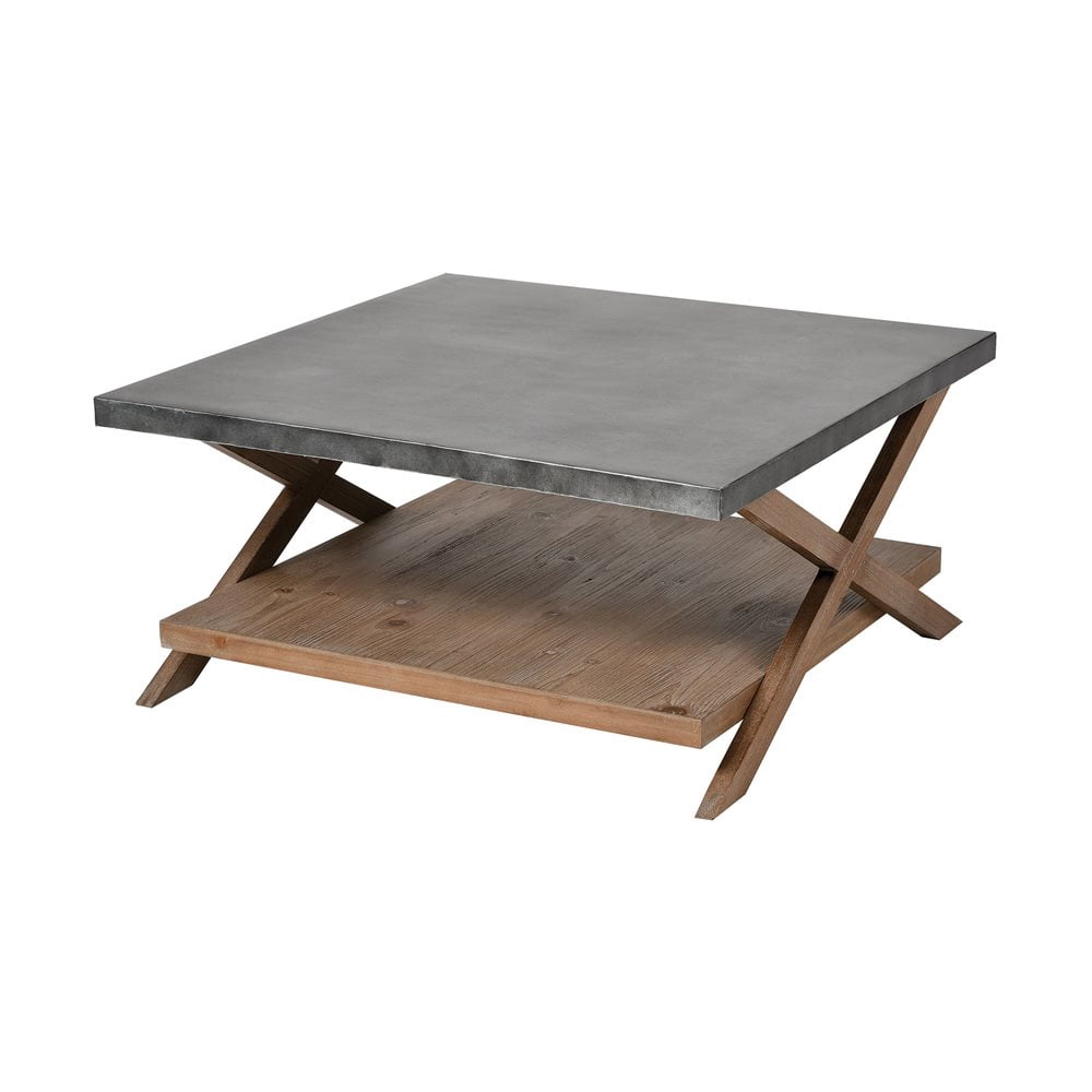 Sterling Home Winterfell Natural Wood and Antique Galvanized Steel ...