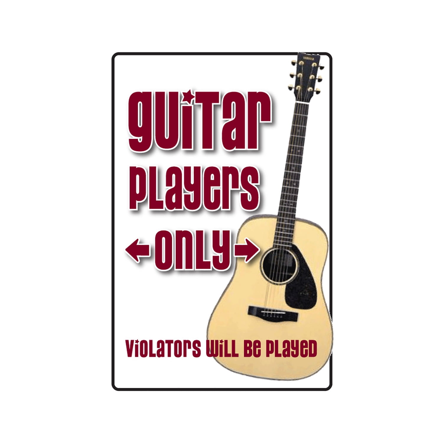 GUITAR Aluminum Sign parking pick strings electric acoustic rock music ...