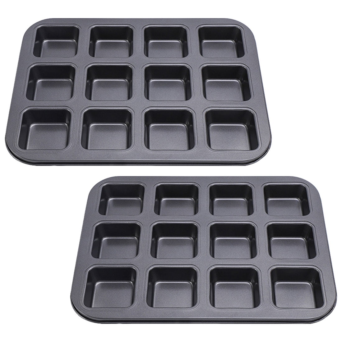 GUIYANIU 2 Pcs 12-Cavity Non-Stick Square Muffin Pan for Kitchen Baking ...