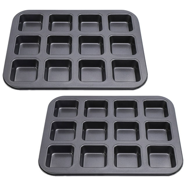 GUIYANIU 2 Pcs 12-Cavity Non-Stick Square Muffin Pan for Kitchen Baking ...