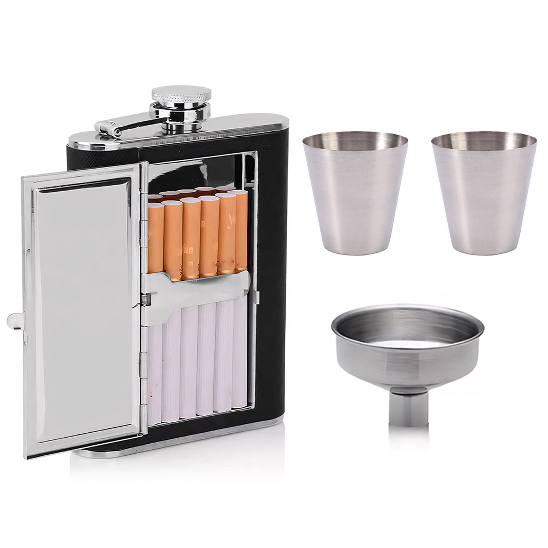 Opolski Men Faux Leather Wrapped Stainless Steel Vodka Whiskey Alcohol ...