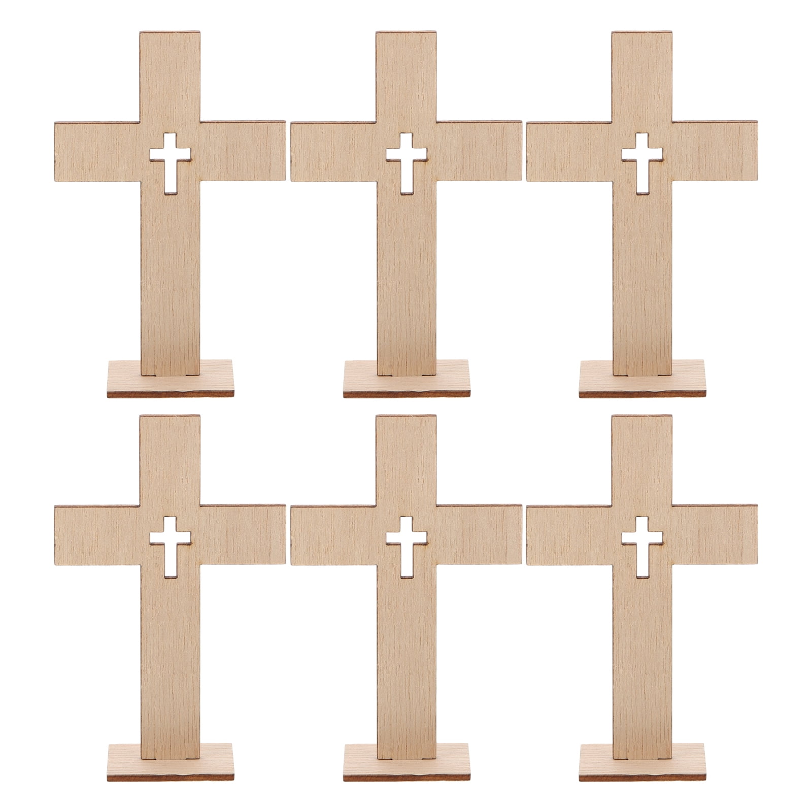 GUIYONG 12PCS Wooden Crosses for Crafts Standing Crosses Base Crosses ...