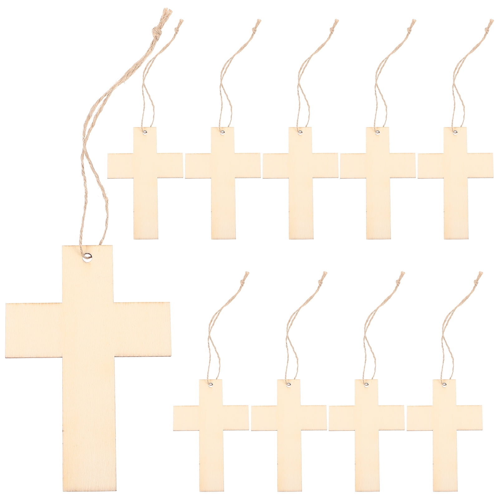 GUIYONG 20pcs Blank Wooden Cross Pieces With Holes And Ropes Diy Arts ...