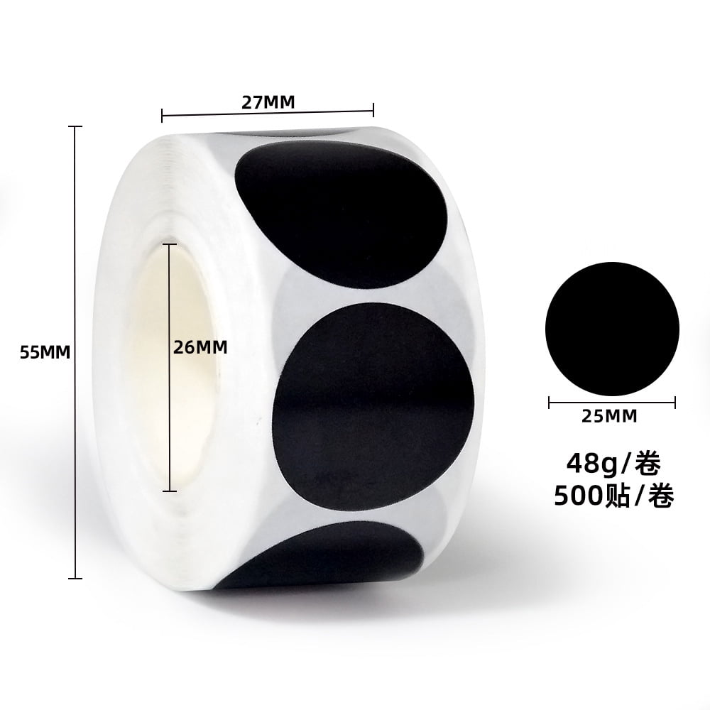 GUIYONG 2pcs Round Black Dot Stickers Roll Sealing Circle Labels for ...