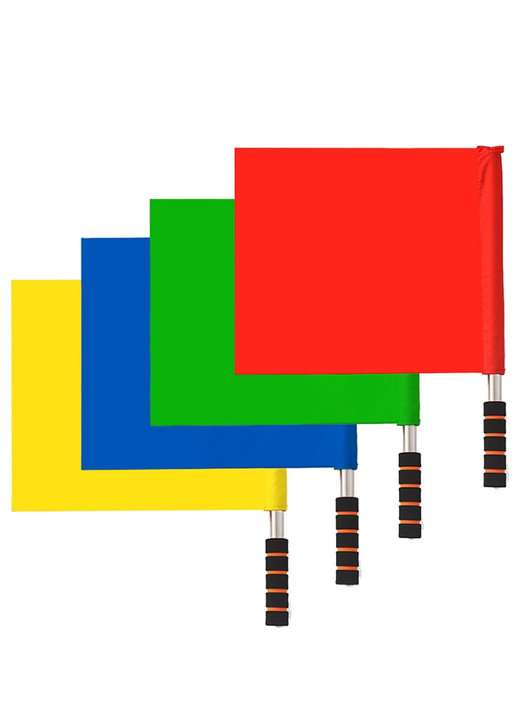 GUIYONG 5pcs Referee Flag Set with Stainless Steel Pole Handheld Signal ...