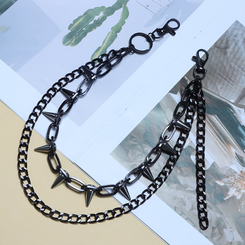 GUIYONG Dual-Layered Punk Style Pants Chain Men and Women Hip Hop Jean ...