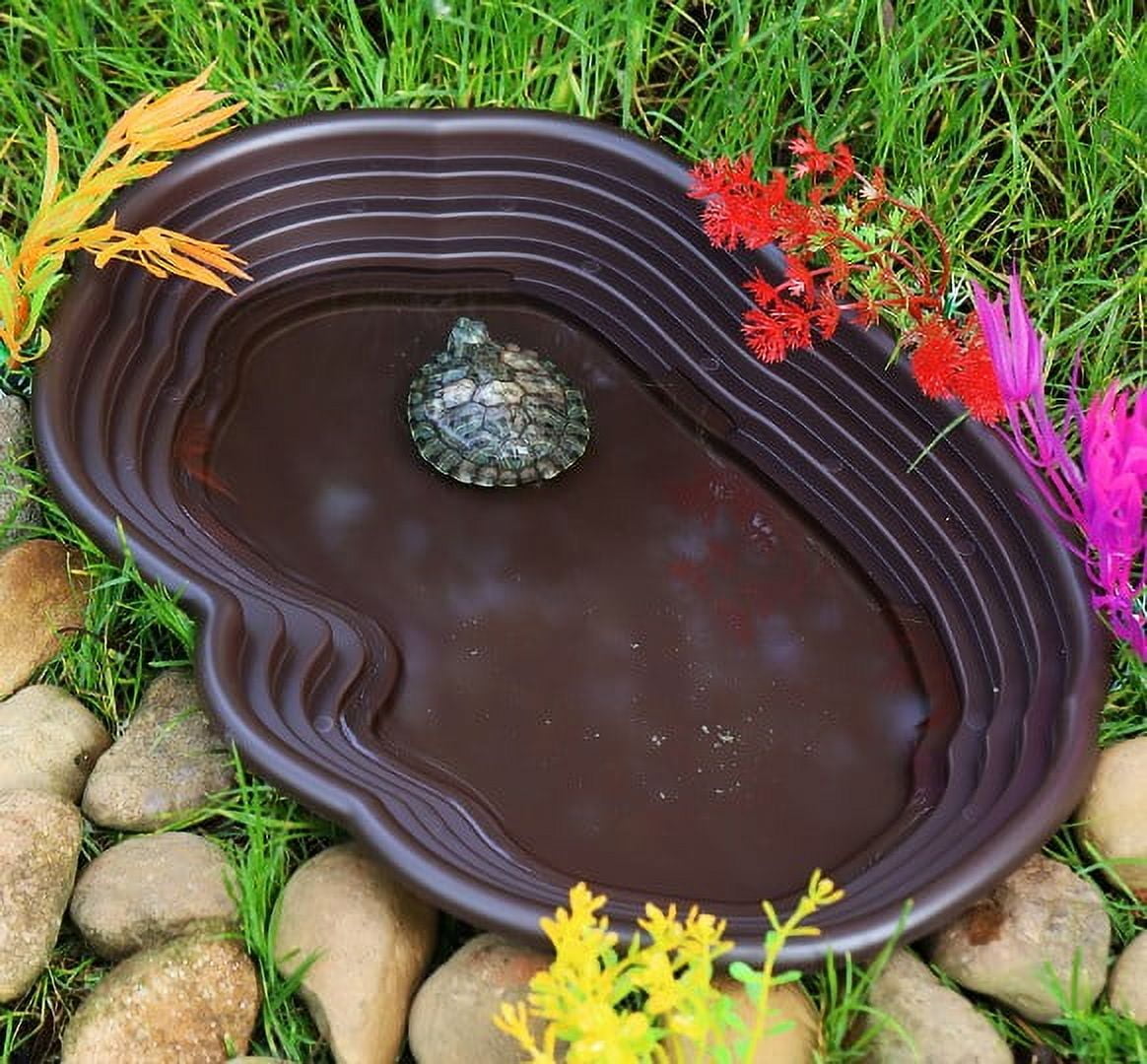 GUIYONG Large Reptile Bathing Pool With Ramp Turtle Water Bowl Reptile ...