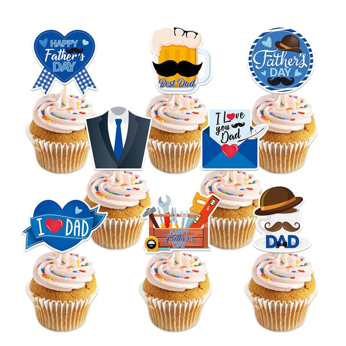 GULELAYAR Father's Day Cupcake Toppers, 48 AIS1 Pcs I Dad DIY Cake ...