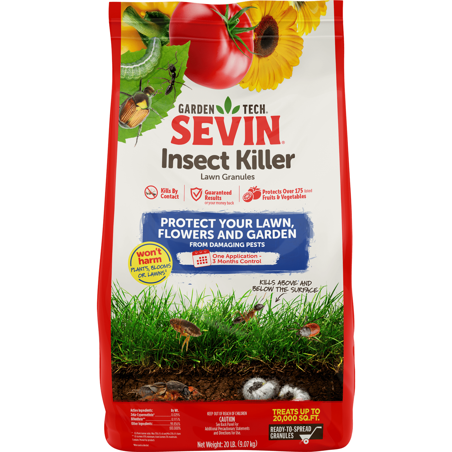 Sevin Insect Killer Outdoor Lawn Granules; 20lb Bag Treats up to 20,000 ...