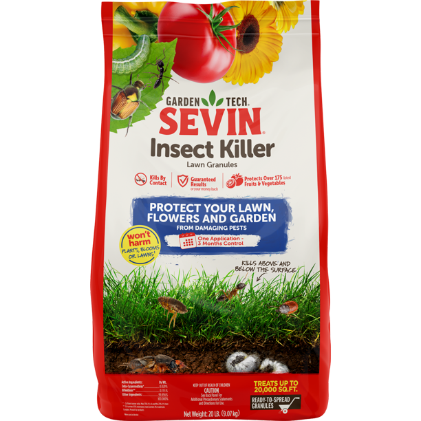 Sevin Insect Killer Outdoor Lawn Granules; 20lb Bag Treats up to 20,000 ...