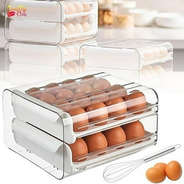 Egg Storage Holder for Refrigerator, 40 Grid Transparent Double Layer ...