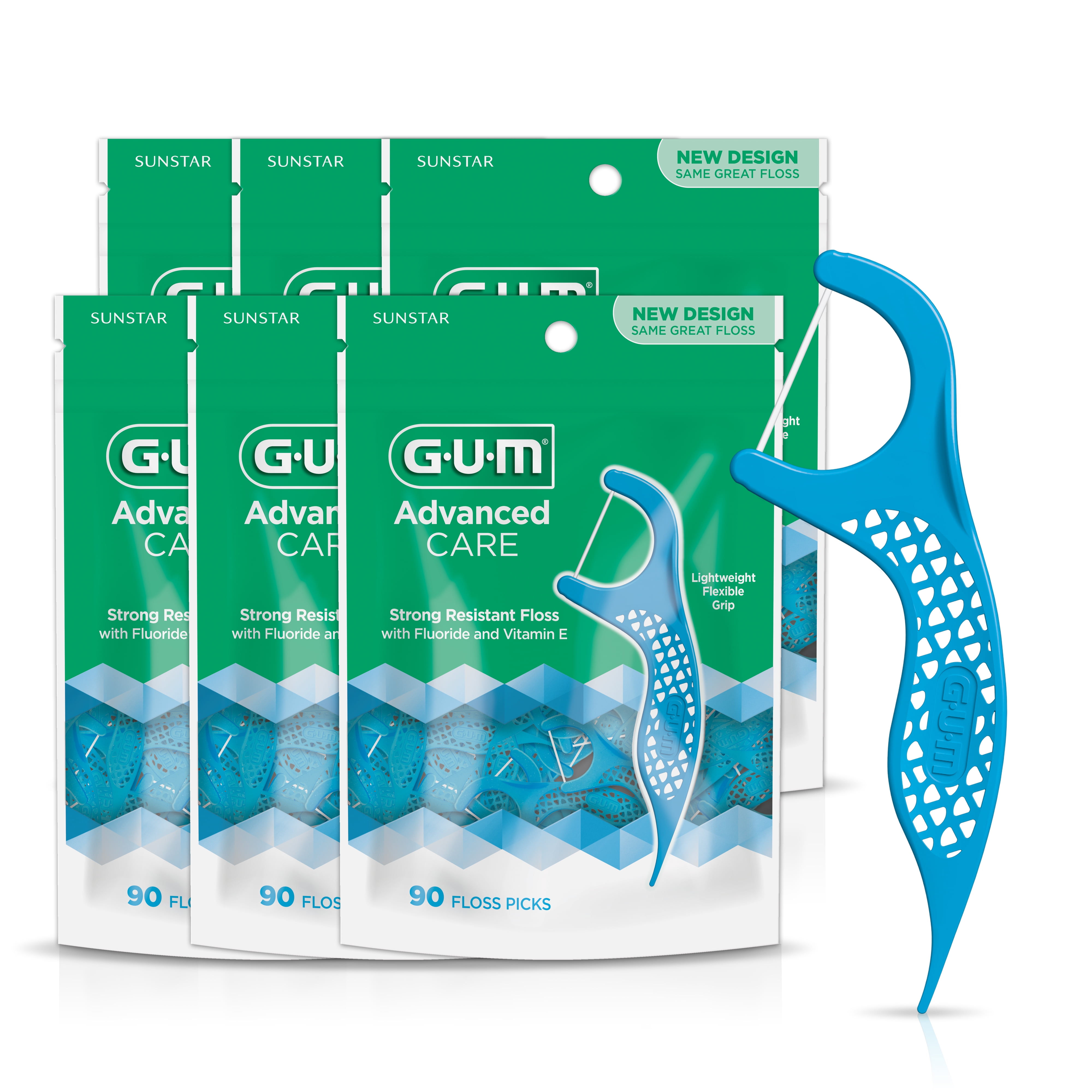 GUM Advanced Care Floss Picks, Dental Flossers for Adults with Vitamin ...