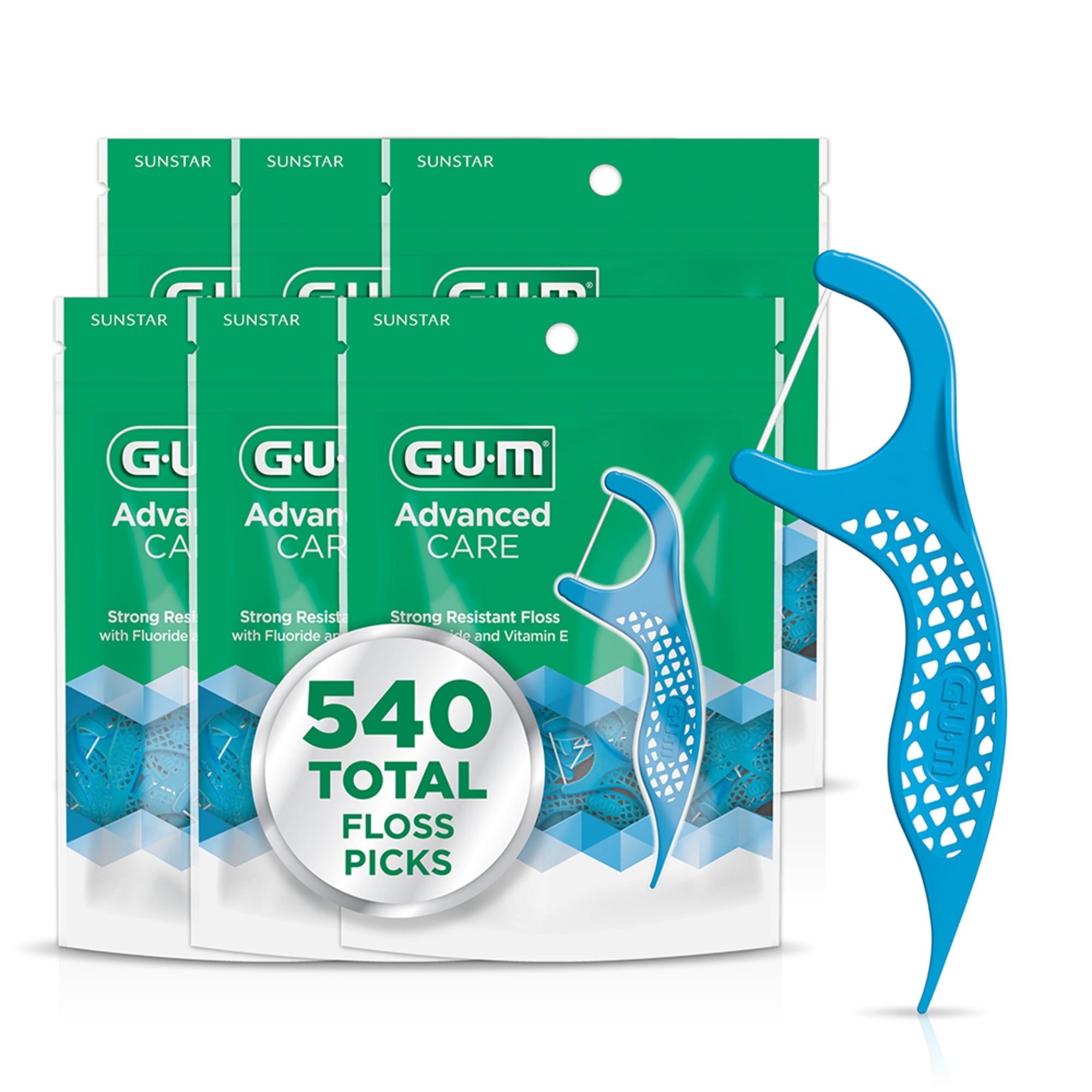 GUM Advanced Care Floss Picks, Dental Flossers for Adults with Vitamin ...