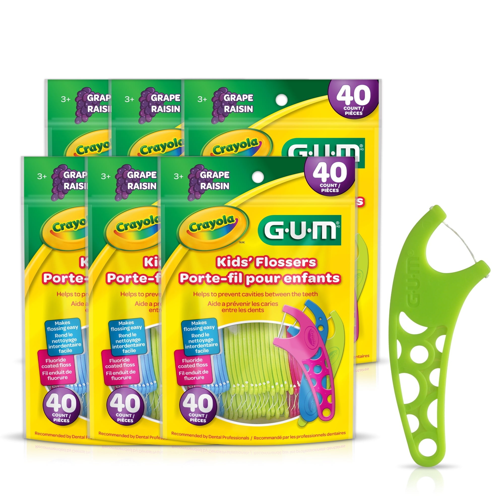 GUM Crayola Kids Flossers with Fluoride - Designed for Little Hands ...