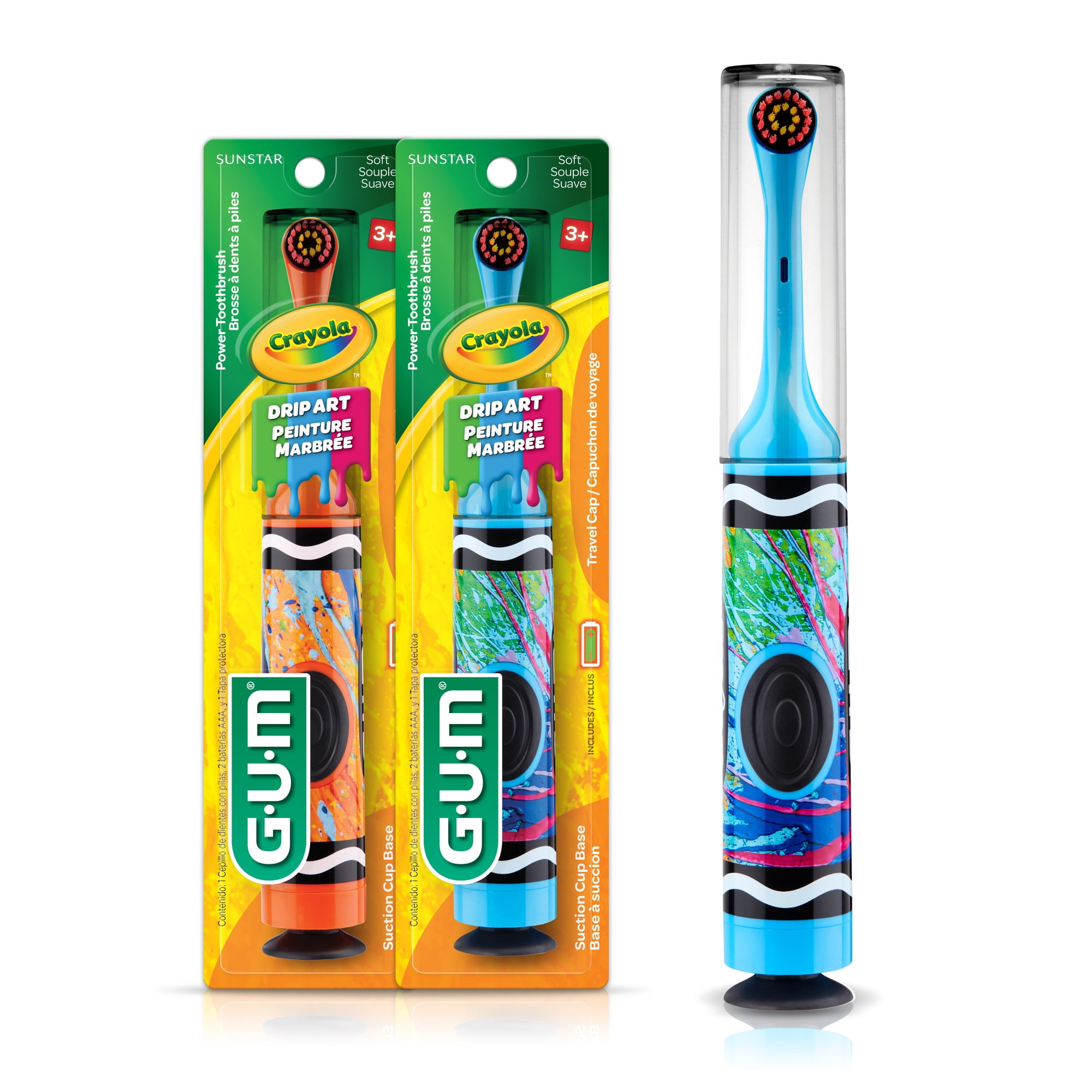 GUM Crayola Power Toothbrush,Trav el Cap + Su Countion Cup Base ...