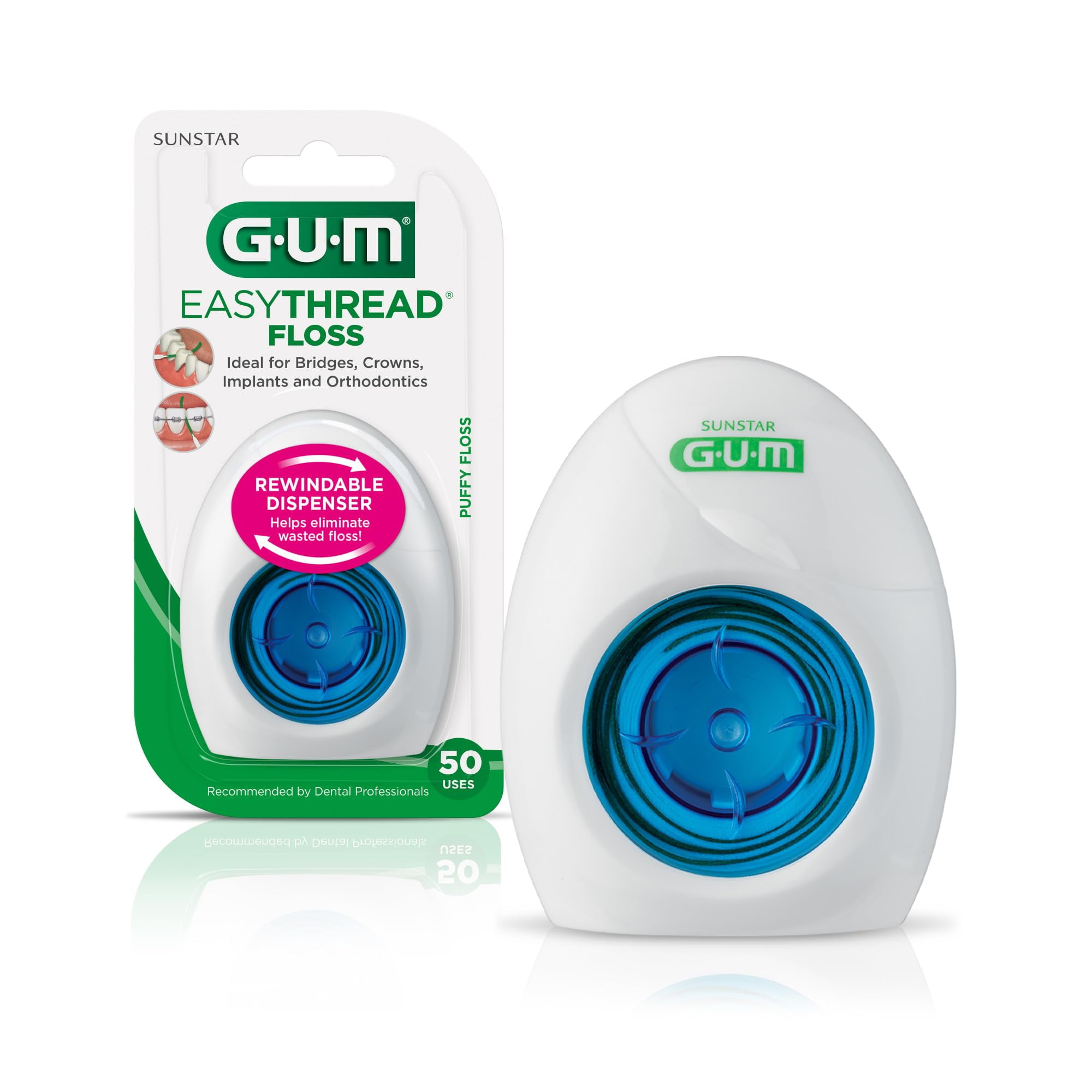 GUM EasyThread Threader Floss TSF6 - Expanding Dental Floss for Braces ...
