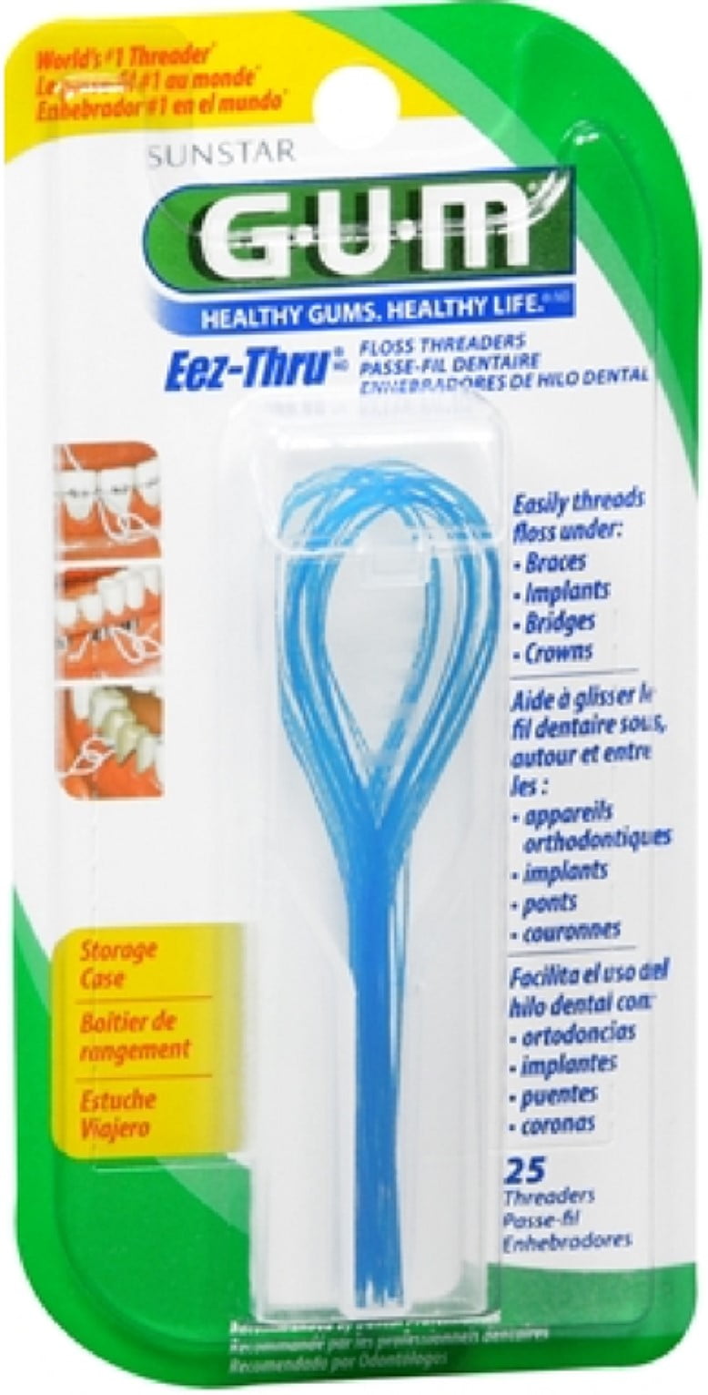 GUM Floss Threaders, Eez-Thru, 25 Pack, Threads Under Braces, Bridges ...