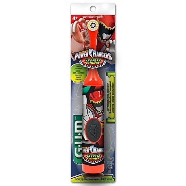G.U.M Kids Power Rangers Dino Charge Electric Soft Toothbrush for ...