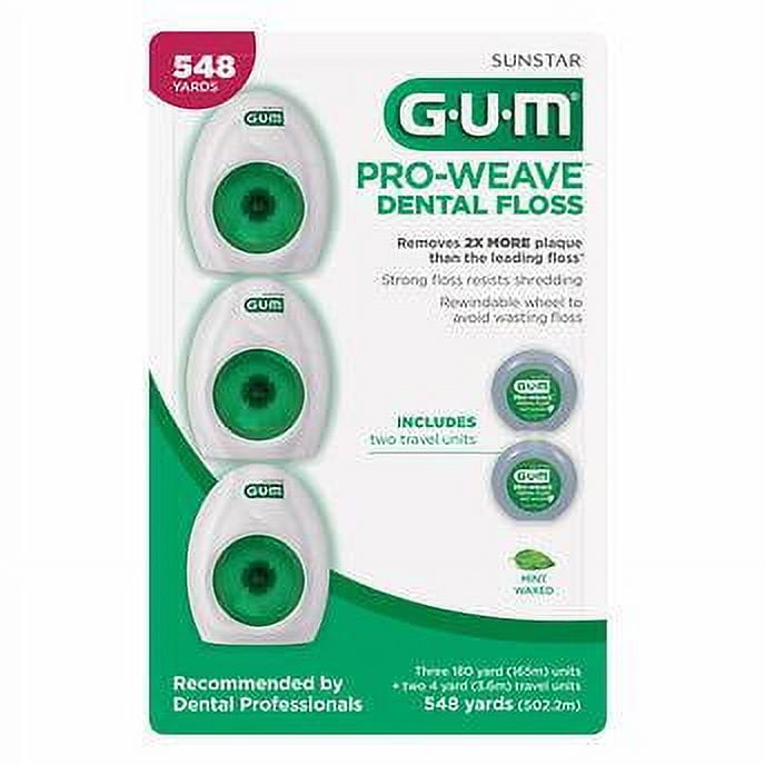 GUM Pro-Weave Woven Dental Floss for Teeth, Mint Flavored Waxed, Shred ...