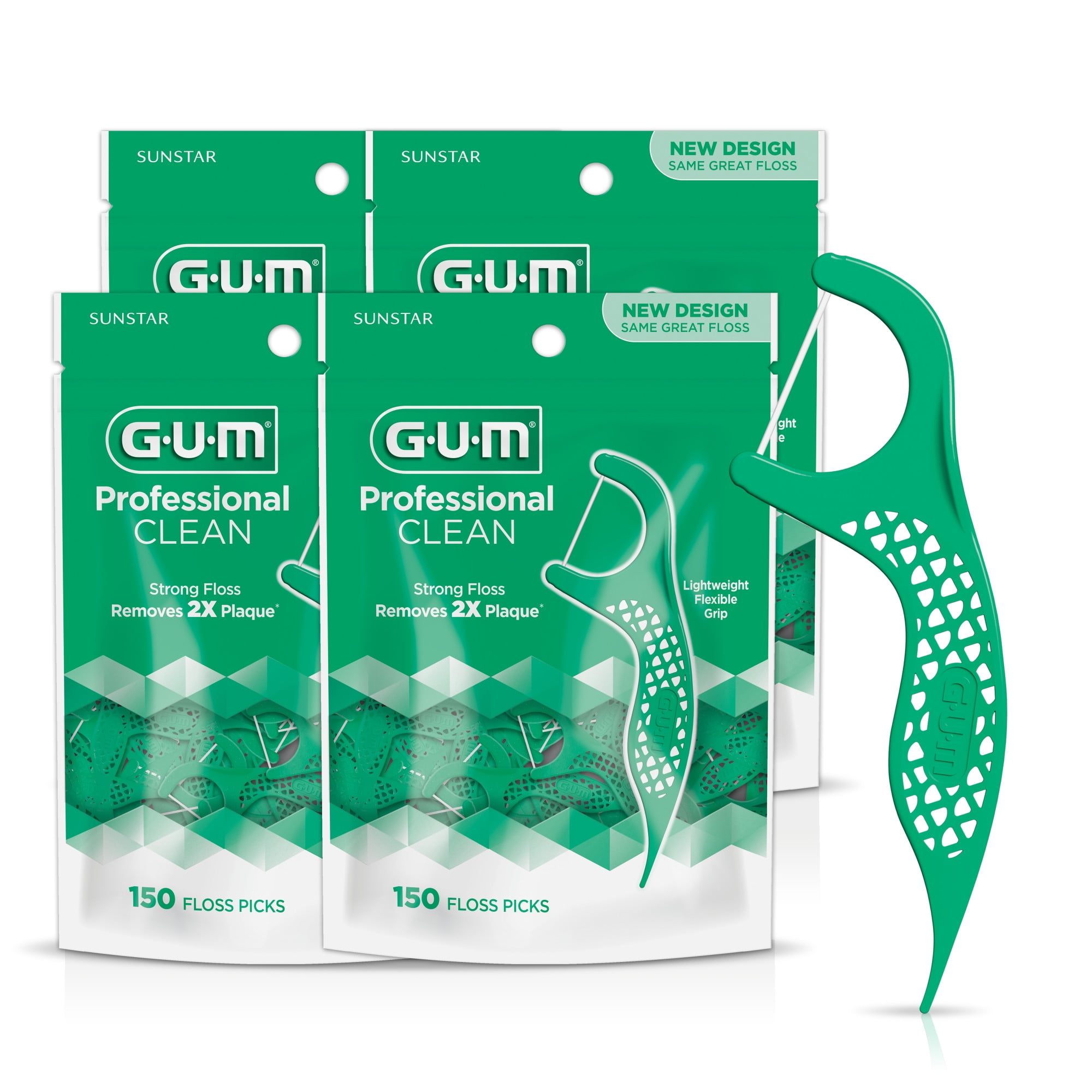 GUM Professional Clean Floss Picks - Extra Strong Shred-Resistant, Easy ...