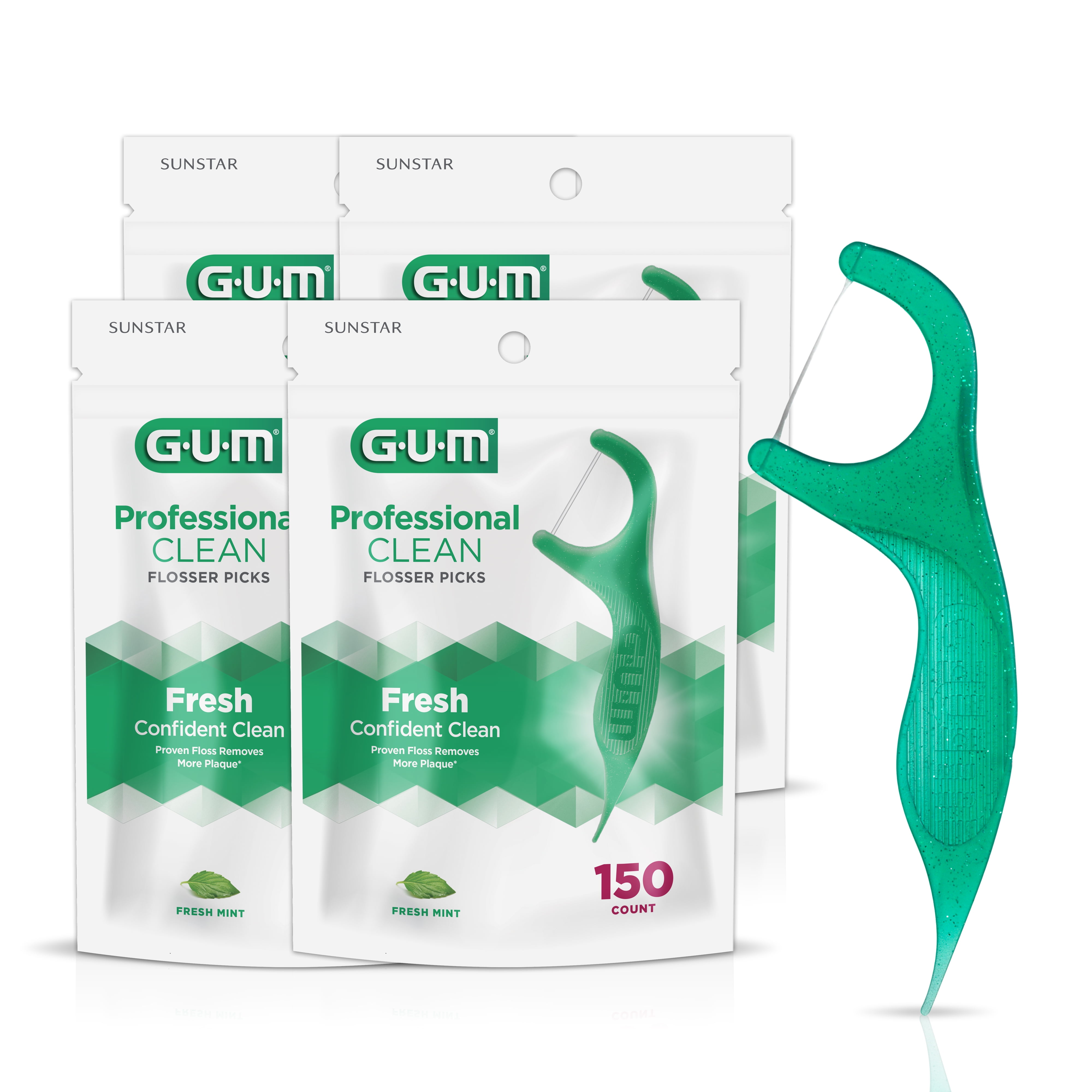 GUM Professional Clean Floss Picks - Extra Strong Shred-Resistant, Easy ...