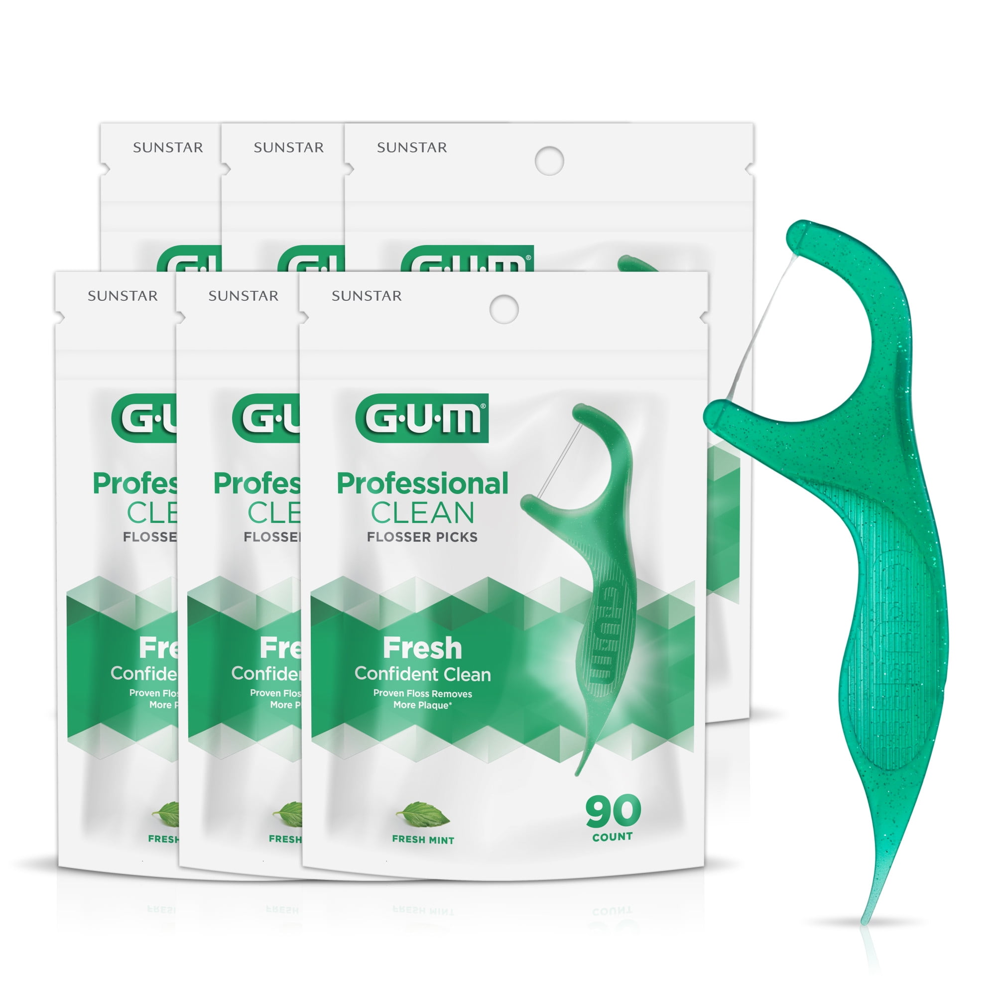 GUM Professional Clean Floss Picks - Extra Strong Shred-Resistant, Easy ...