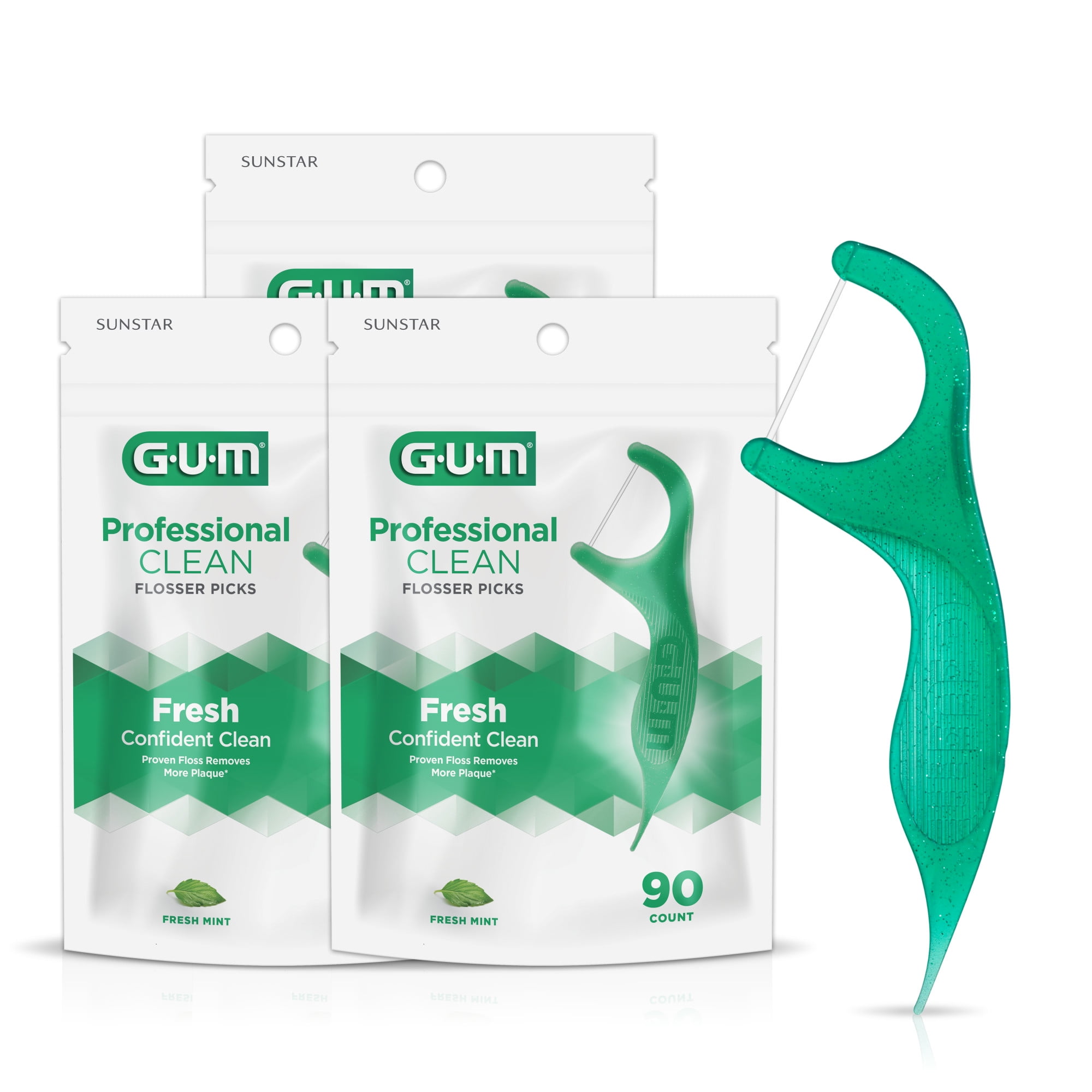 GUM Professional Clean Floss Picks, Extra Strong Shred-Resistant, Mint ...