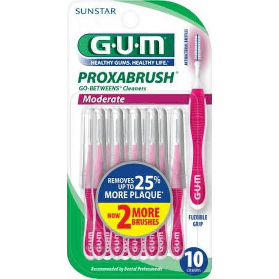 GUM Proxabrush Go-Betweens Cleaners Moderate 10 Count, Interdental ...