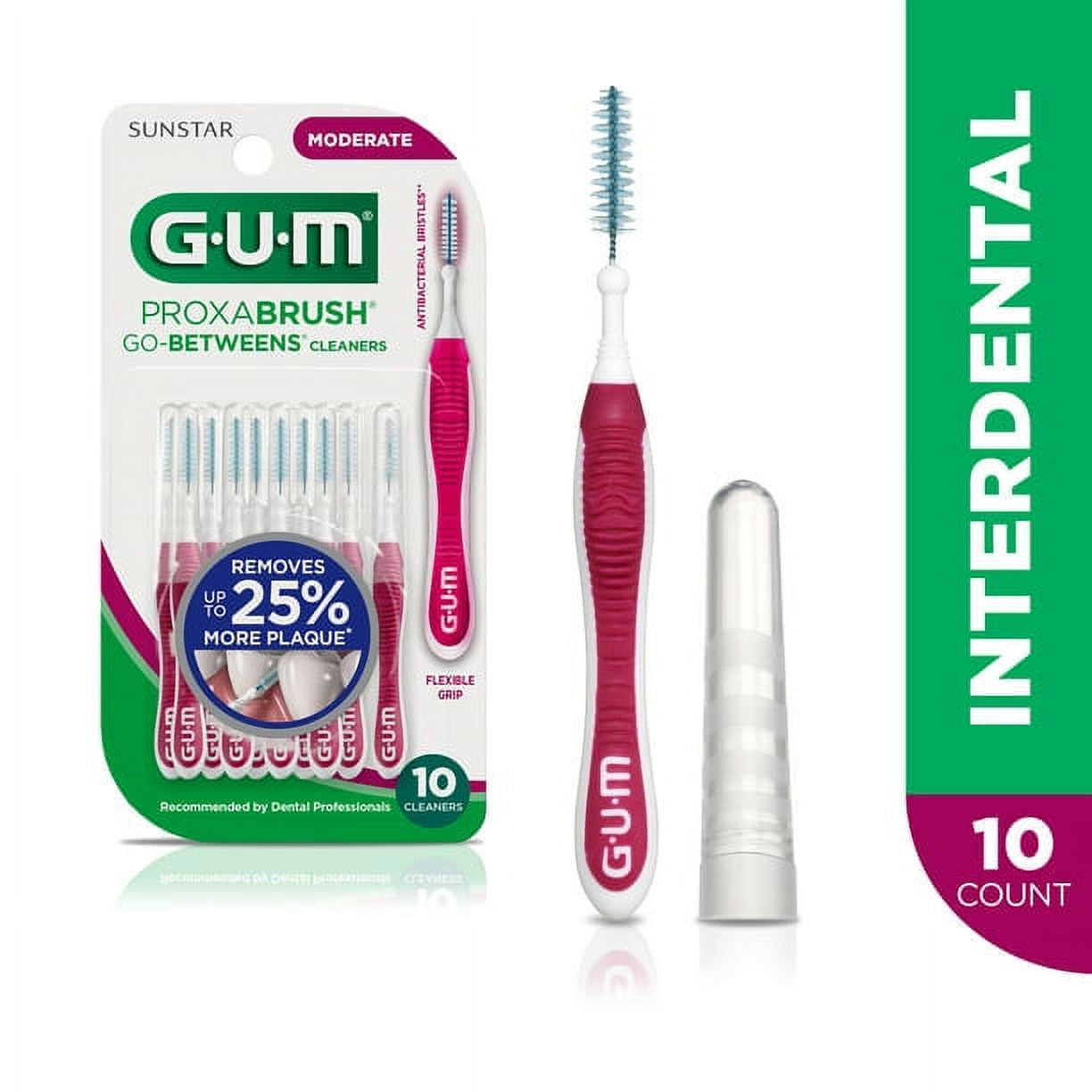 GUM Proxabrush Go-Betweens Cleaners, Moderate, Interdental Brushes 40 ...