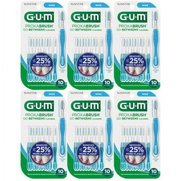 GUM Proxabrush Go-Betweens Cleaners for Braces, Wide & Moderate Spaces ...