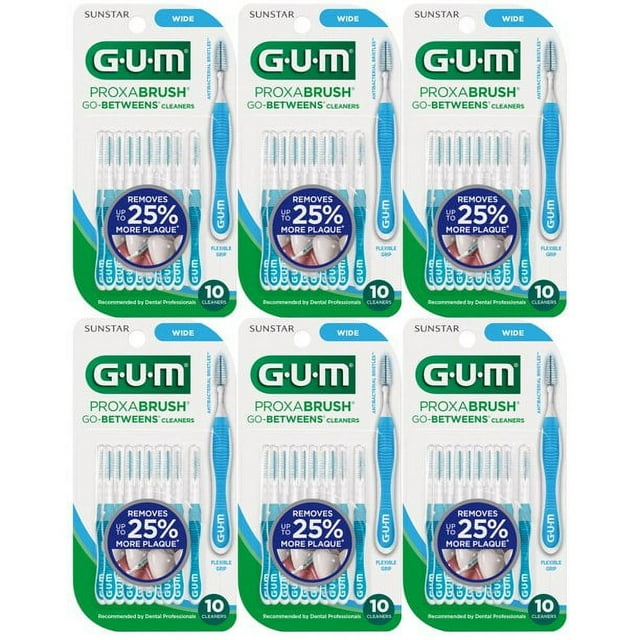 GUM Proxabrush Go-Betweens Wide Interdental Brushes, 60 Count with ...