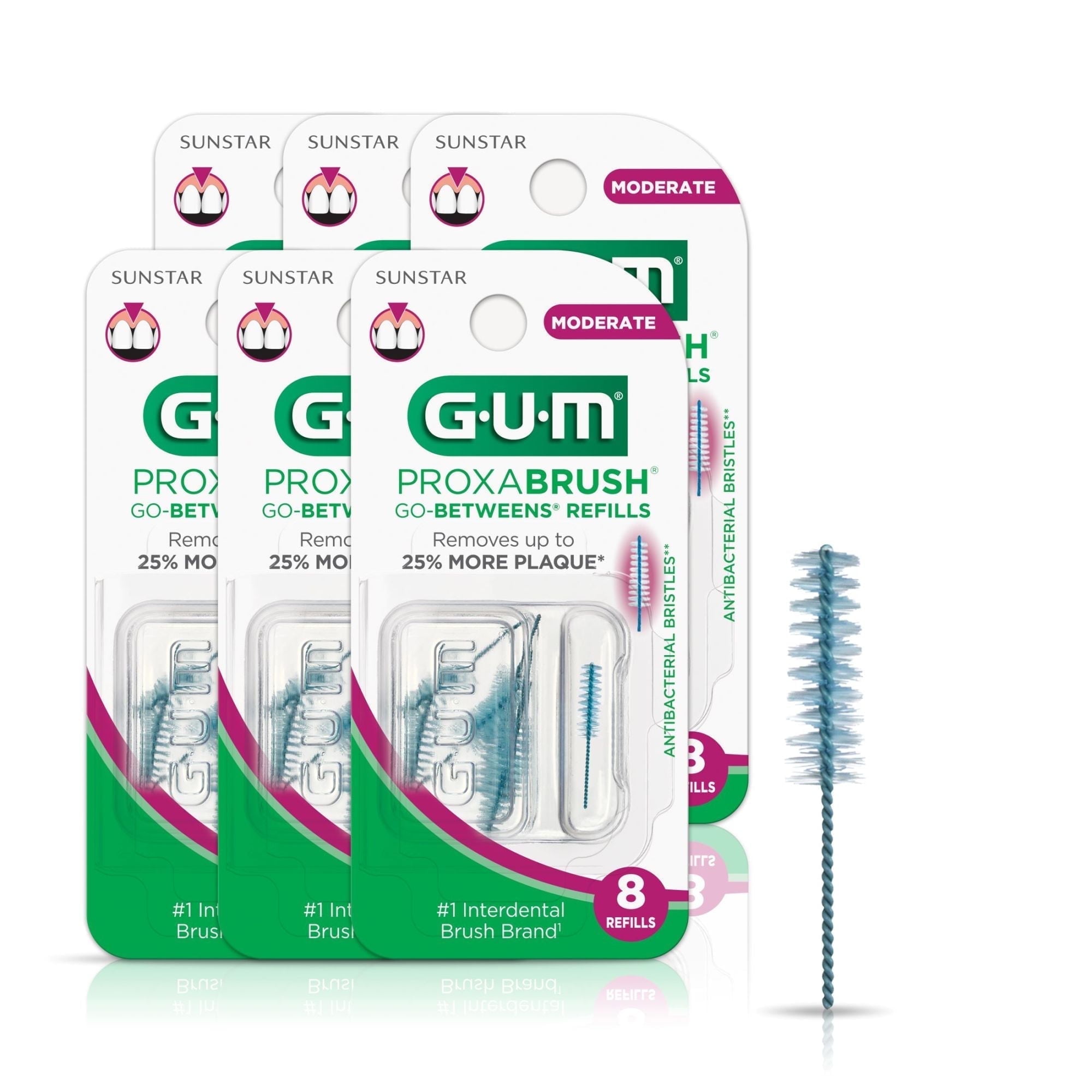 GUM Proxabrush Go-Betweens Refills Moderate for Interdental Cleaning ...