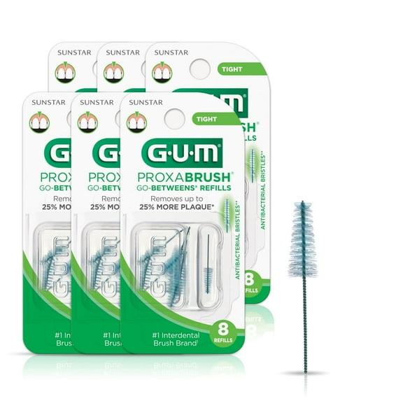 GUM Proxabrush Go-Betweens Cleaners for Braces, Wide & Moderate Spaces ...