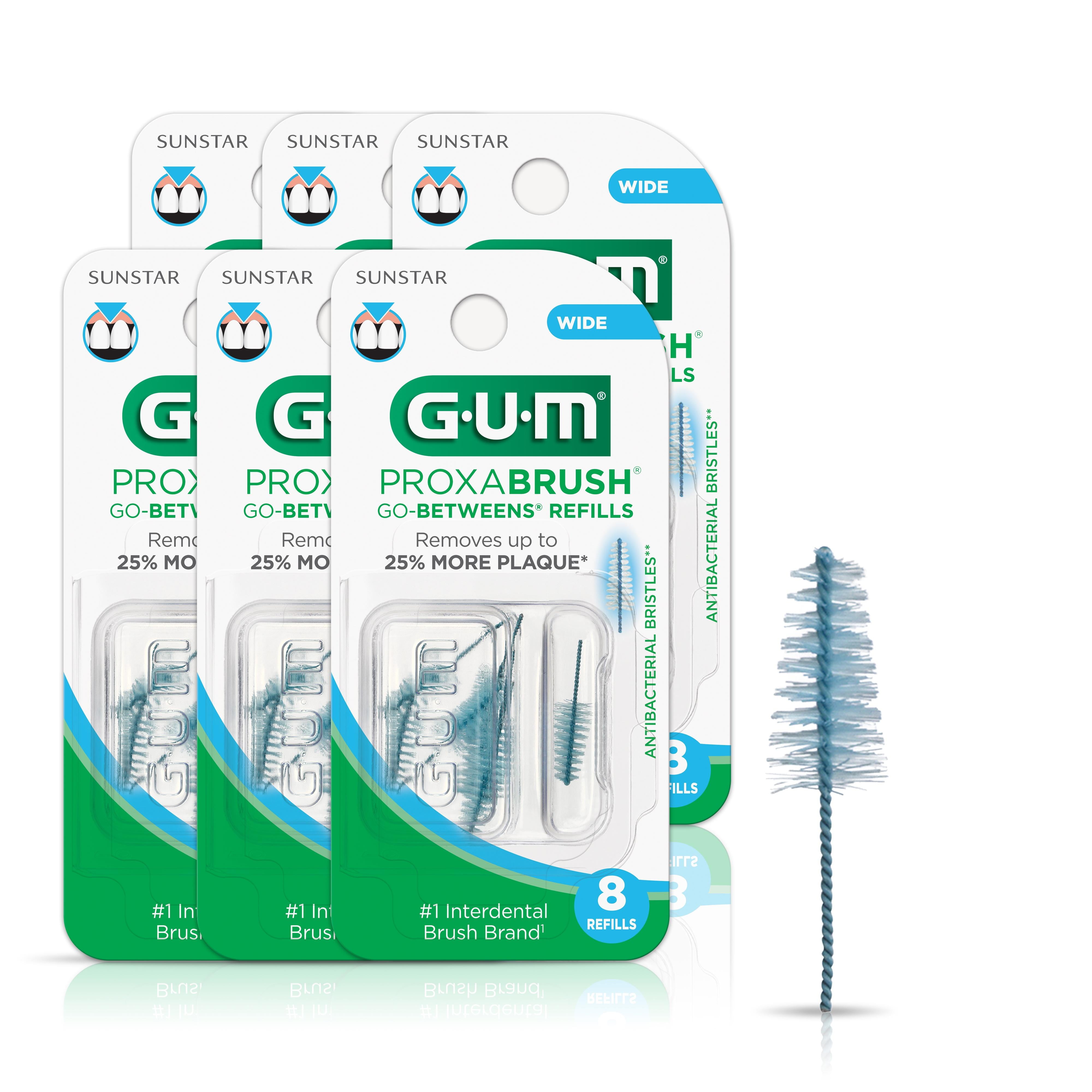 GUM Proxabrush Teeth Dental Brush Go-Betweens Wide Refills for ...