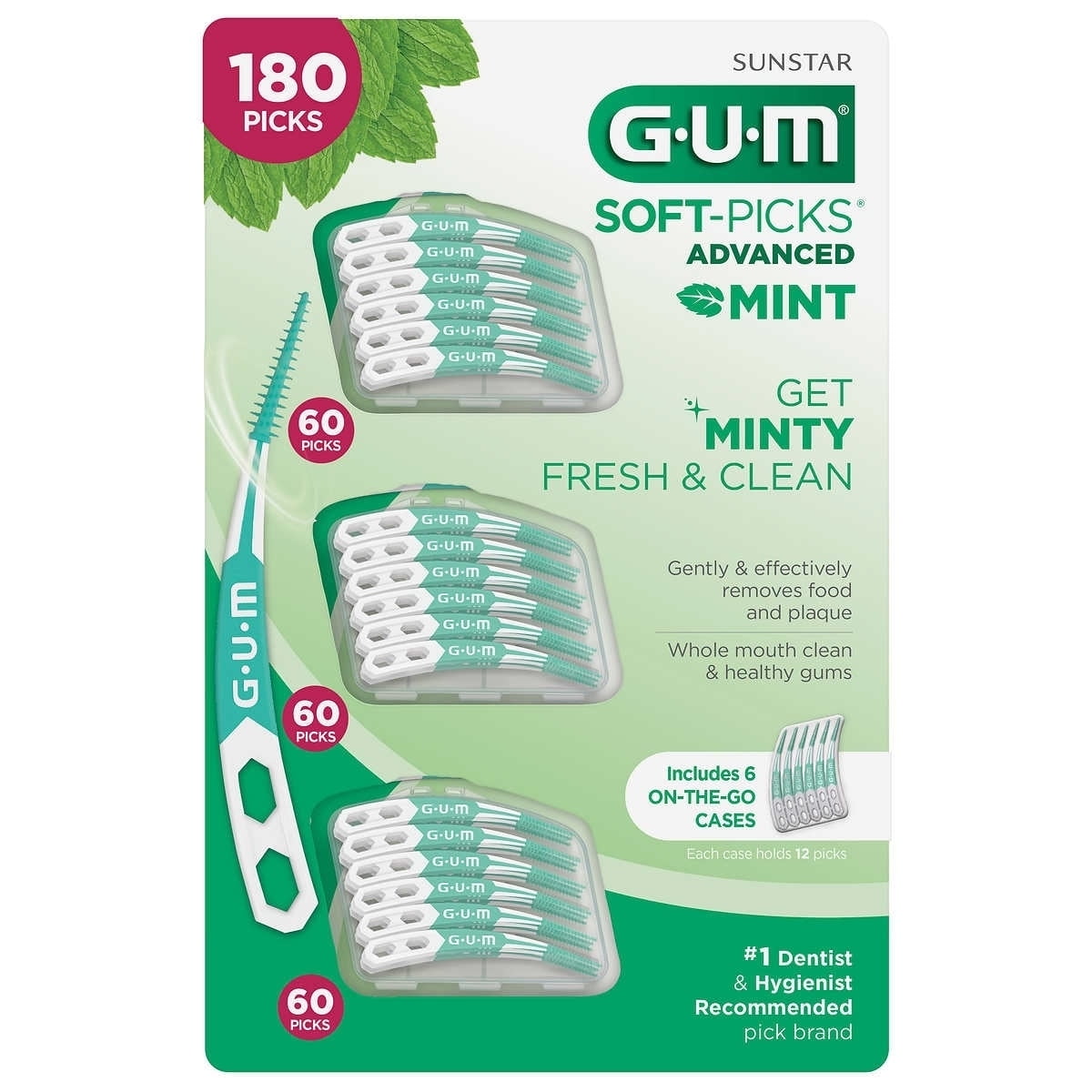 GUM Soft-Picks Advanced Mint, 180 Count, Flexible Interdental Picks for ...
