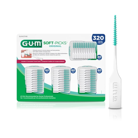 GUM, Soft-Picks Original, 320 Count, Dentist Recommended Dental Picks ...
