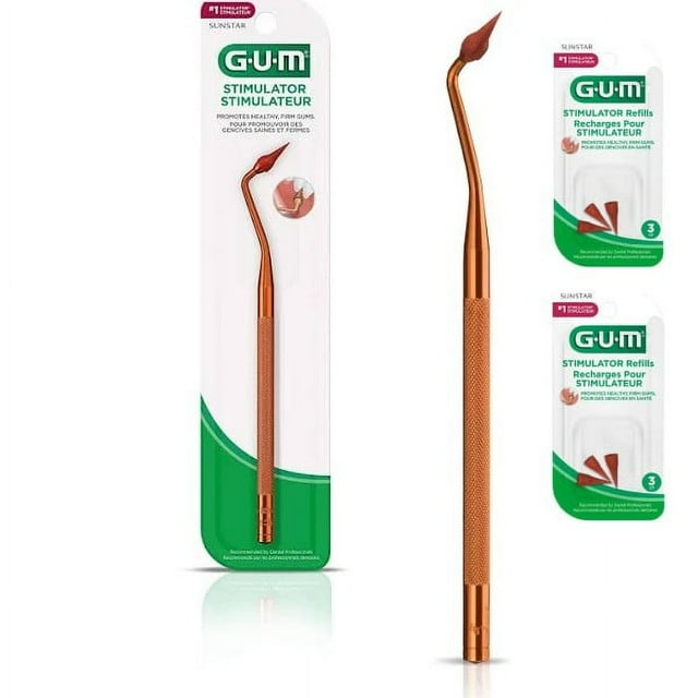GUM Stimulator Permanent Handle - Long Handled Massager (Handle + 2 ...