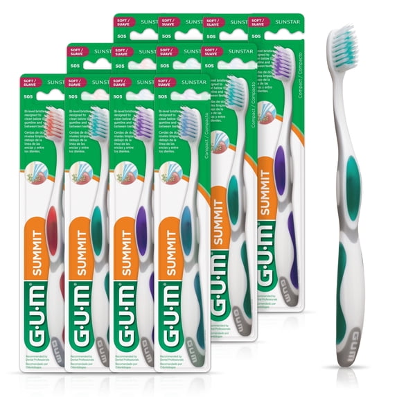 GUM Ultra Soft Toothbrushes, Deep Clean Tapered Bristles, Ergonomic ...