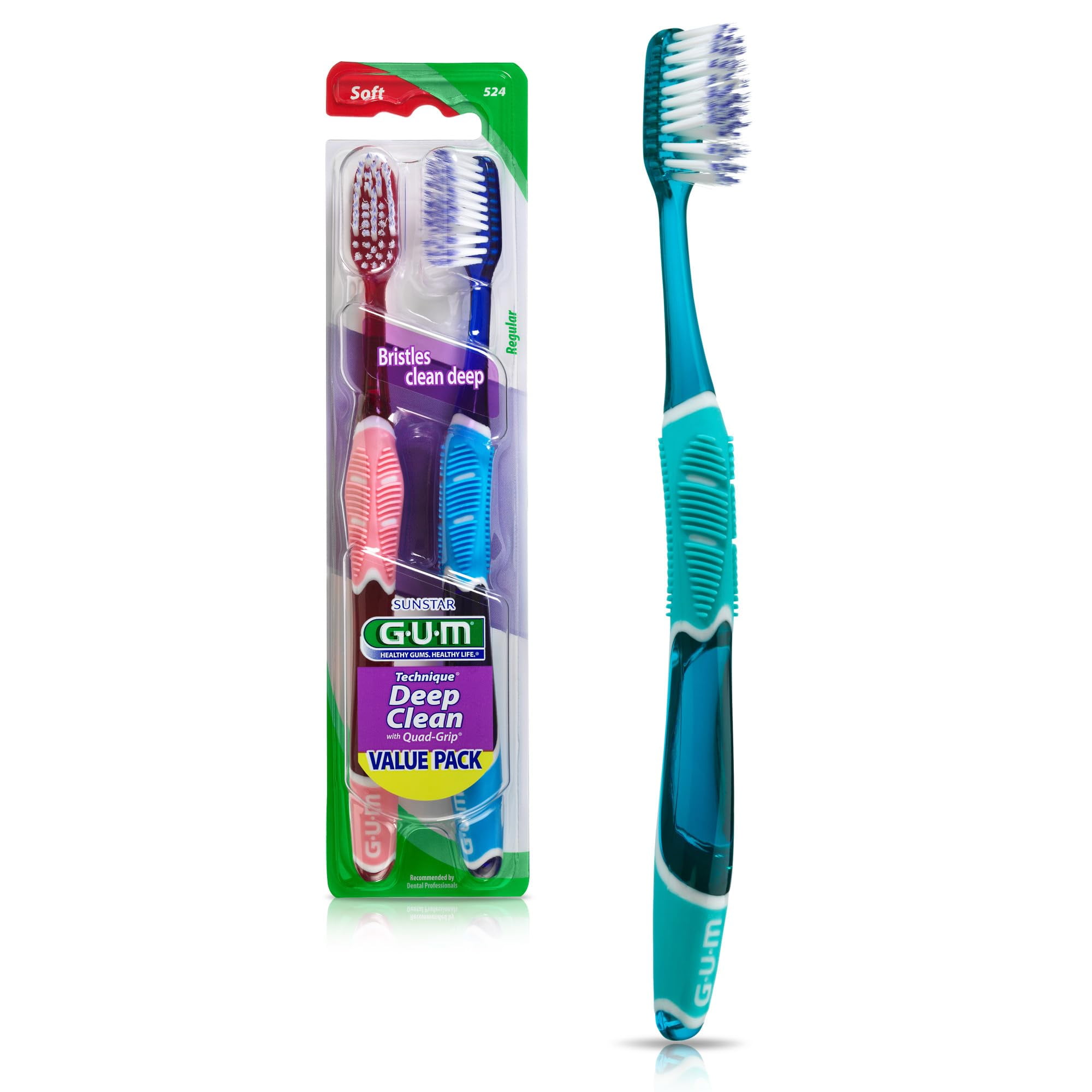 GUM Technique Deep Clean IFF17 Toothbrush, Full Head Soft, Soft Tapered ...