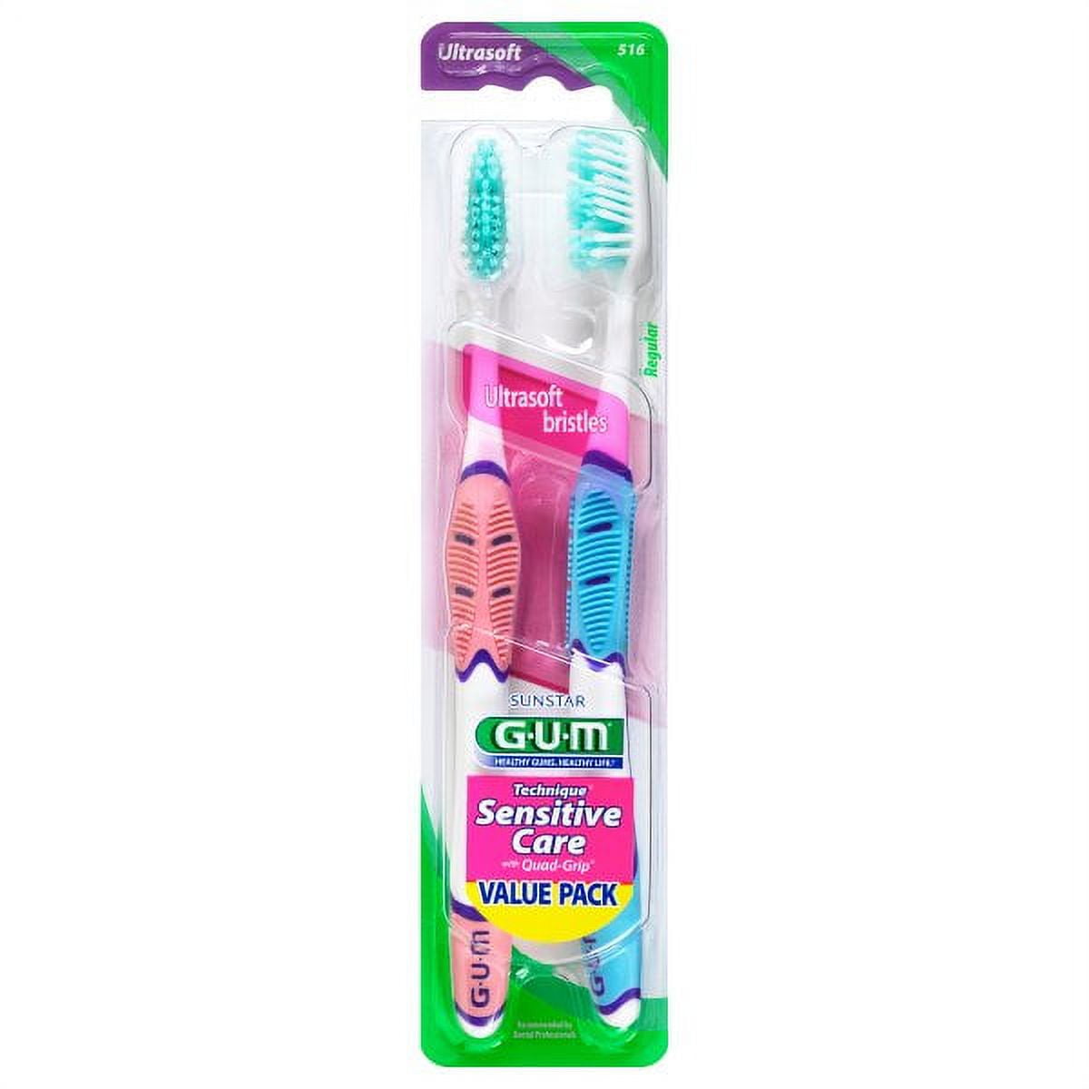 GUM Technique Sensitive Care Toothbrushes Ultrasoft/Regular 2 Each ...