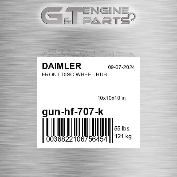 GUN HF 707 K FRONT DISC WHEEL HUB fits DAIMLER (New OEM) - Walmart.com