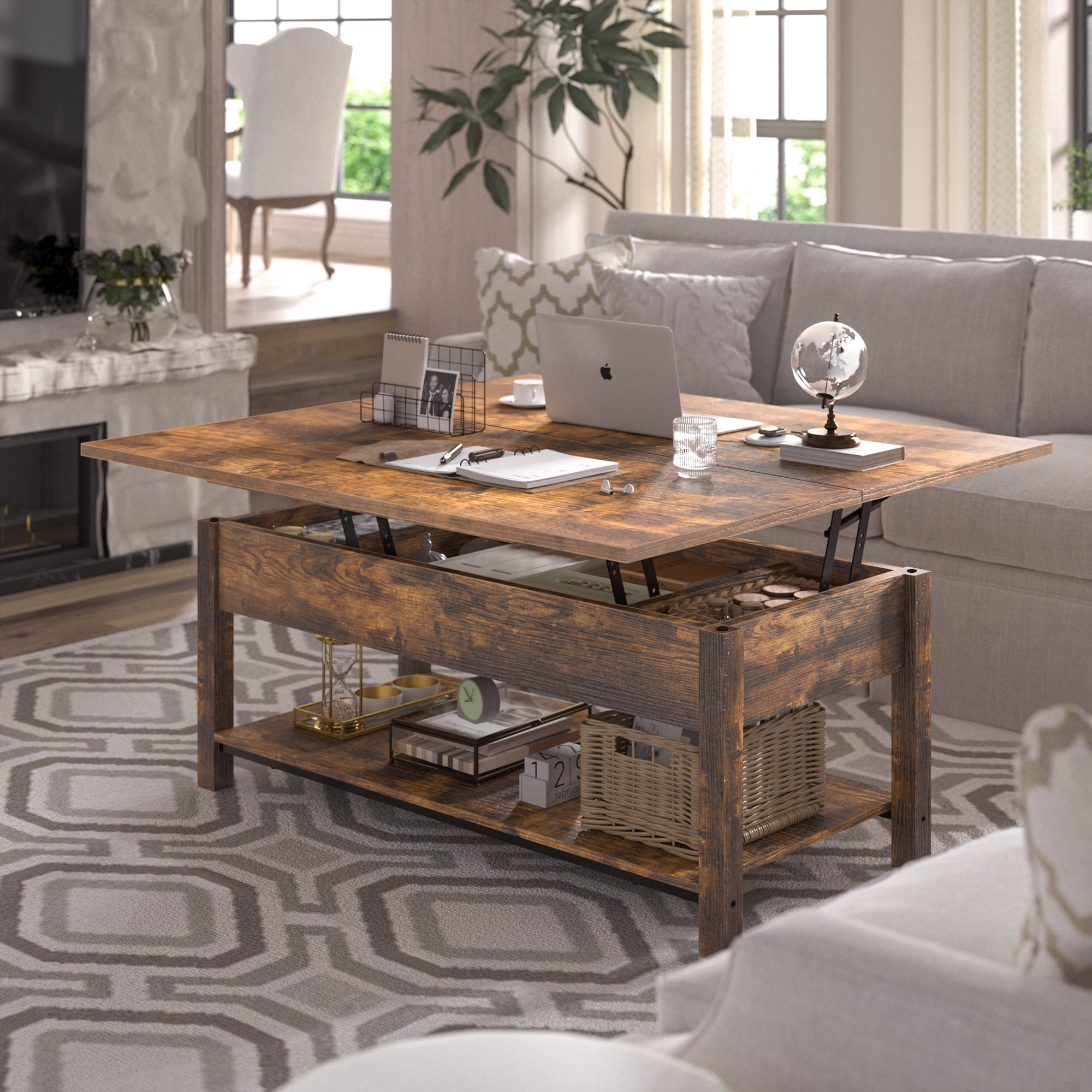 GUNAITO 41.73"Lift Top Coffee Table 4 in 1 Multi-Function Convertible ...