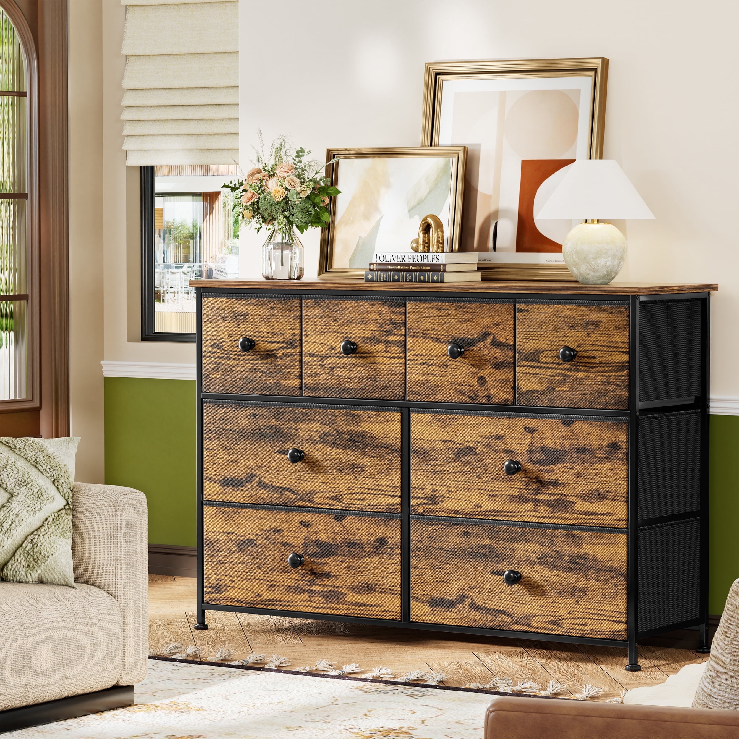 GUNAITO Dresser for Bedroom 8 Drawers Dresser Fabric Dresser Chest of ...