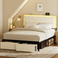 GUNAITO Queen Bed Frame with Adjustable and Rechargeable Headboard,2 ...