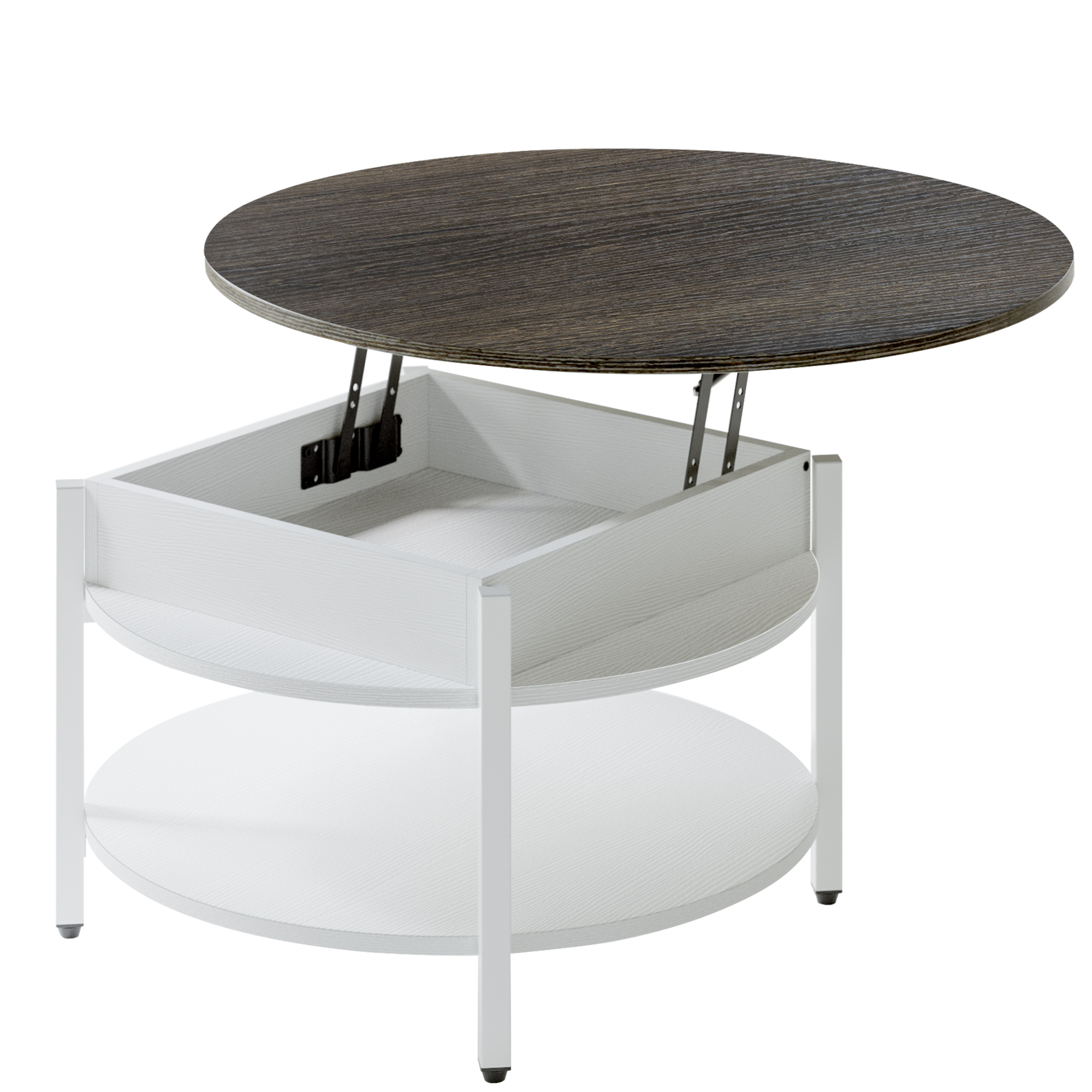 Guyii 31.49" Modern Coffee Table, White Round Coffee Table, Center ...
