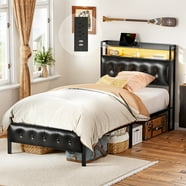 Acacia Emery Solid Wood Bed Frame With headboard Queen Chocolate ...