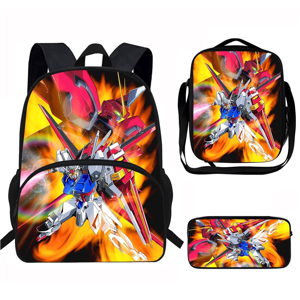 GUNDAM cartoon printed schoolbag, large-capacity backpack for teenagers ...
