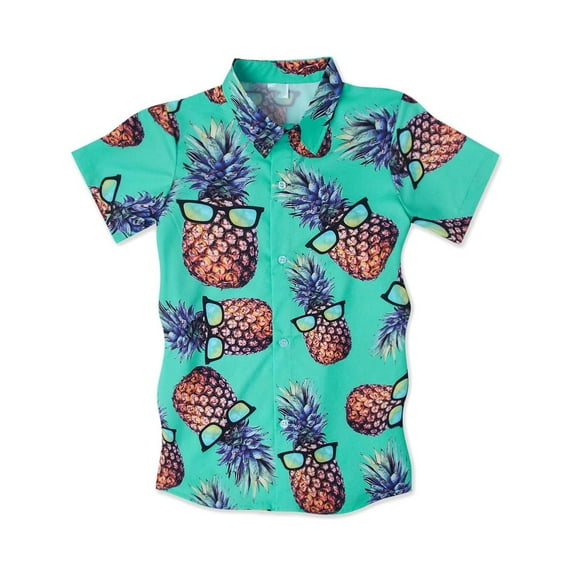 GUNIA Boys Hawaiian Shirt Short Sleeve Casual Button Down Kids Beach ...