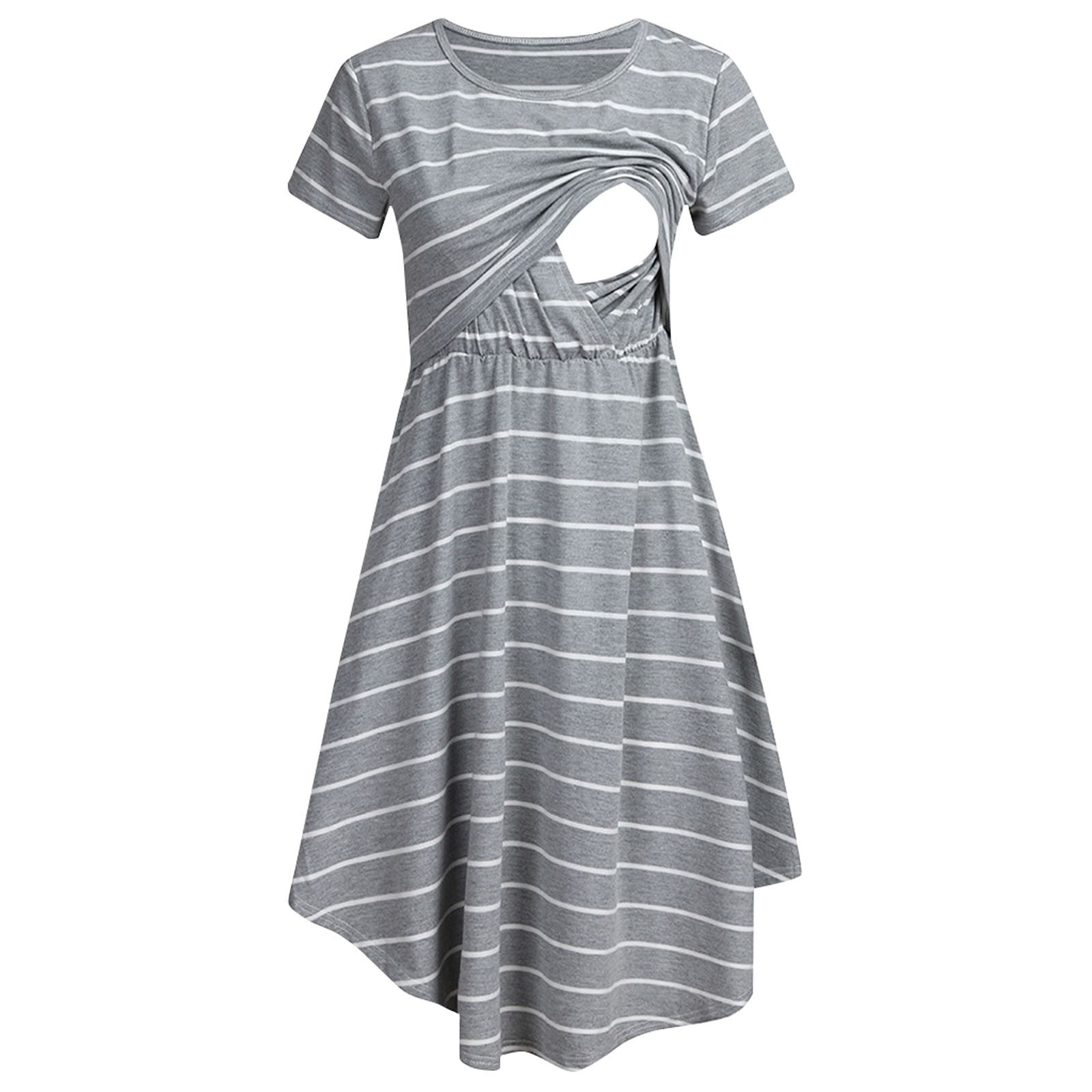 GUNIA Women Maternity Casual Striped Short Sleeve Nursing Dress Striped ...